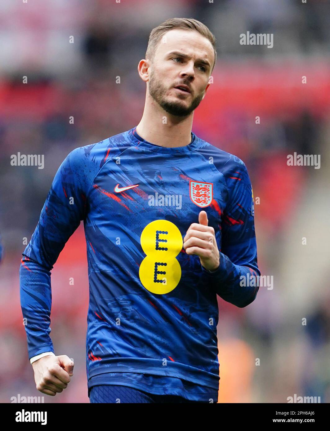 England's James Maddison warming up ahead of the UEFA Euro 2024 Group C ...