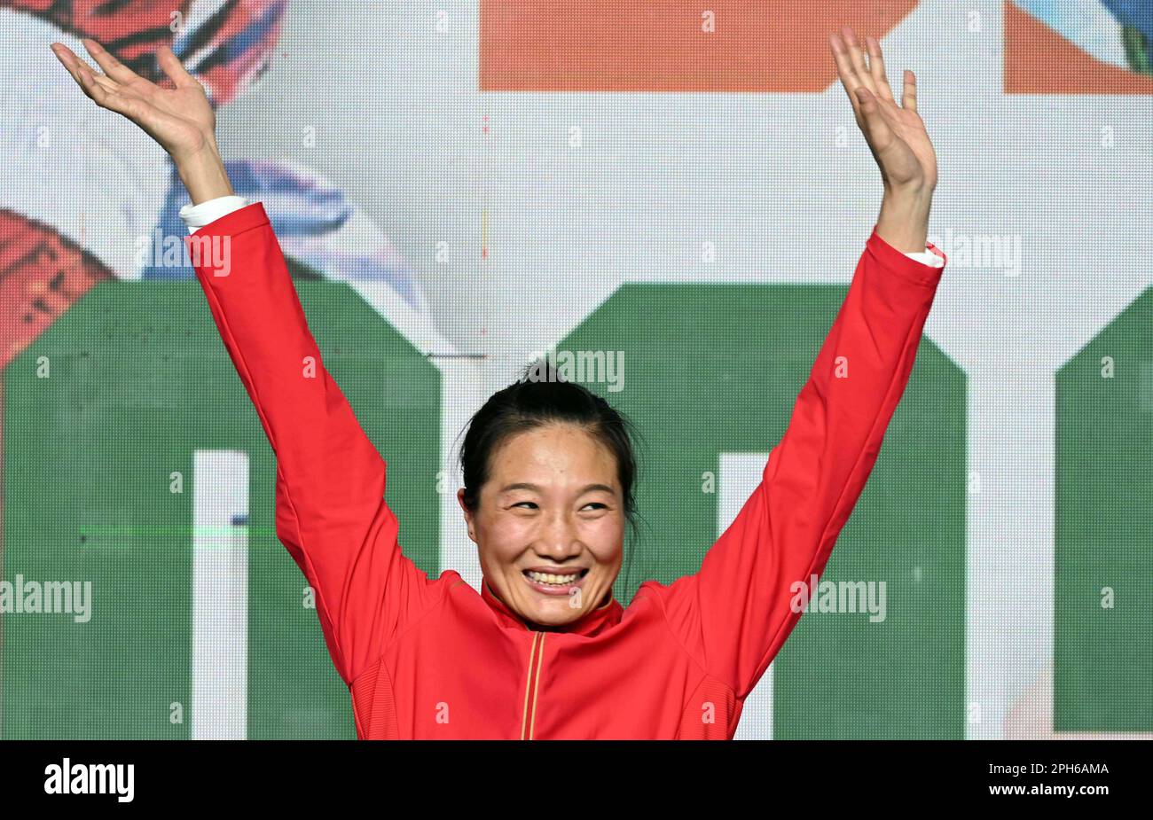 China's Liu Yang celebrates her win over Thailand's Janjaem during the ...