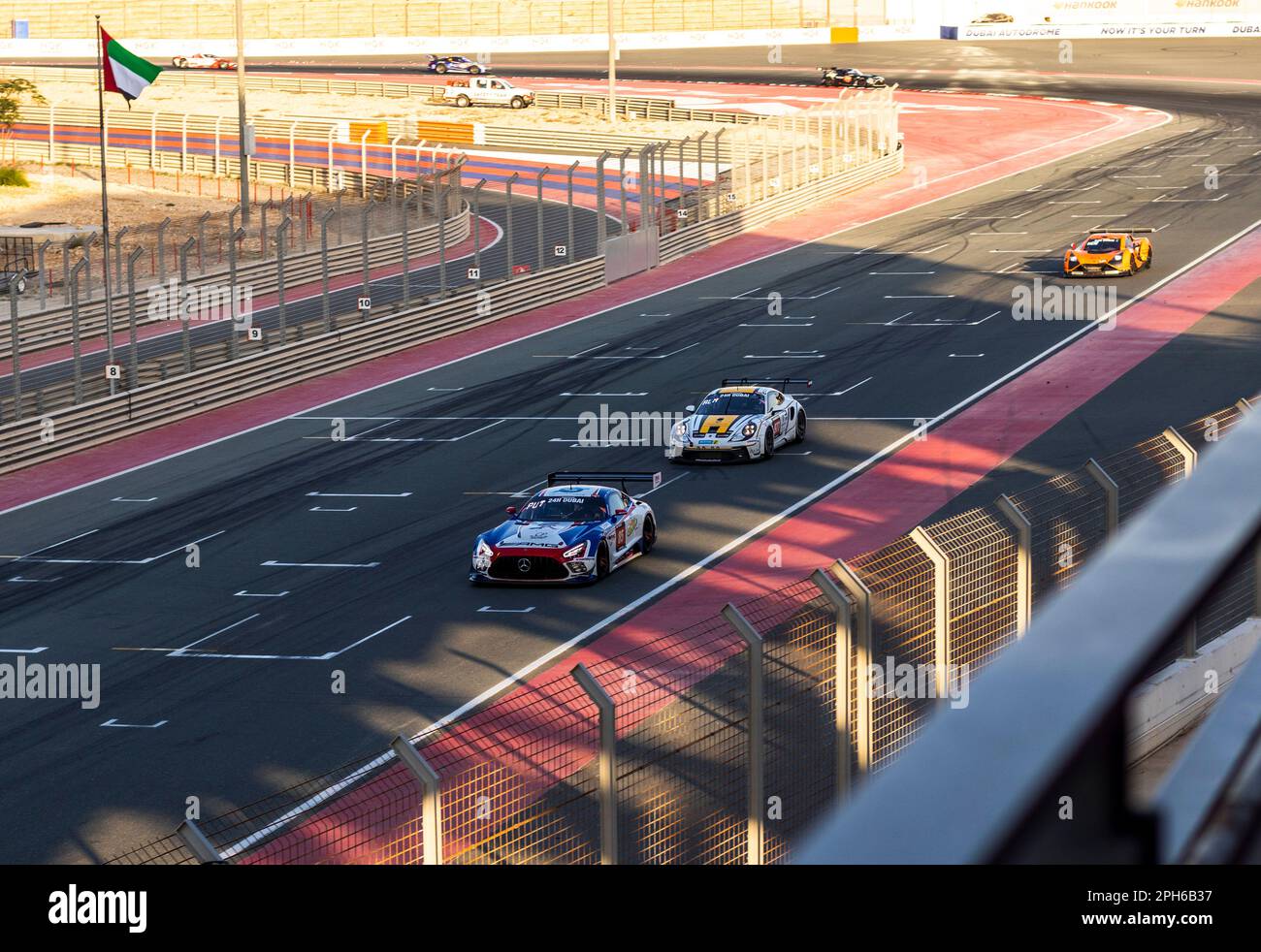 Dubai, UAE - 01.14.2023 - Racing cars on Dubai Autodrome circuit during ...
