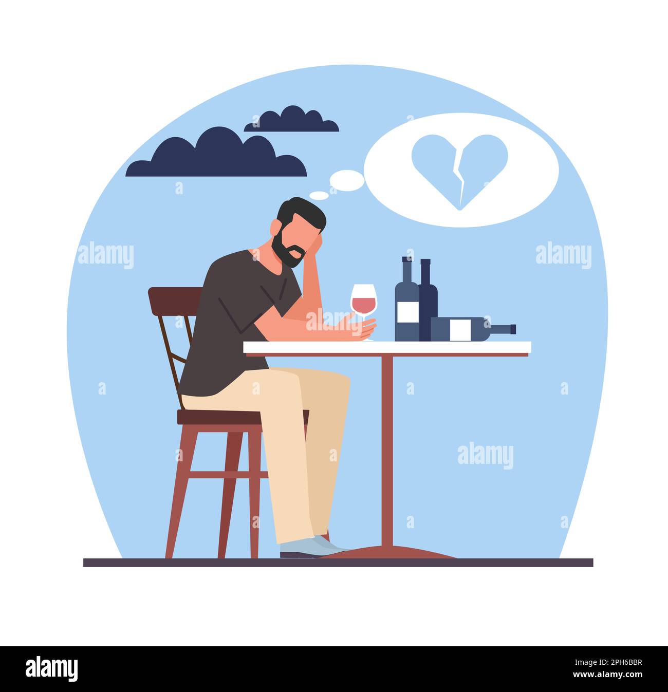 Sad man drinking bar cartoon hi-res stock photography and images - Alamy