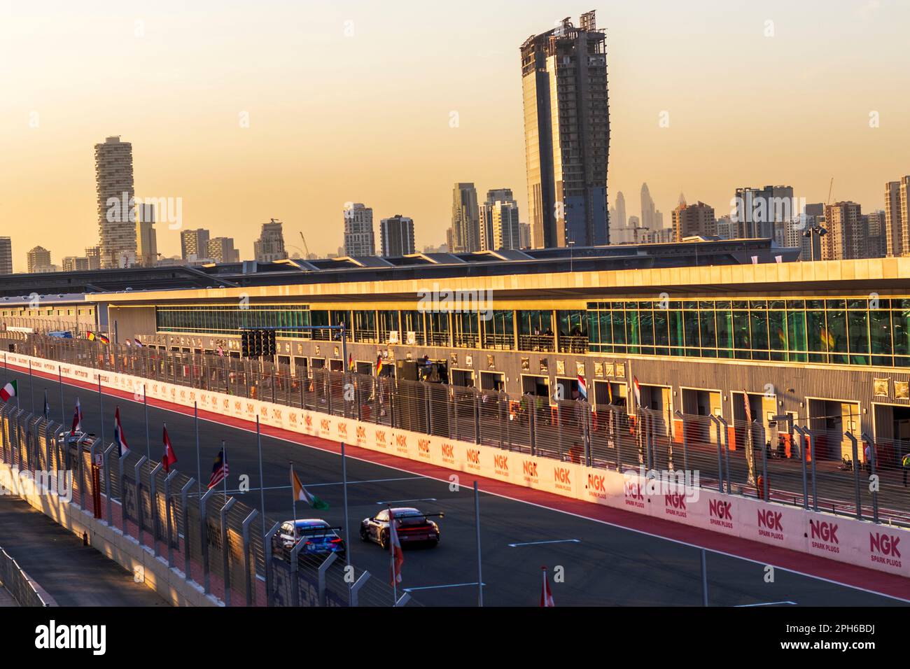 Dubai, UAE - 01.14.2023 - Racing cars on Dubai Autodrome circuit during ...
