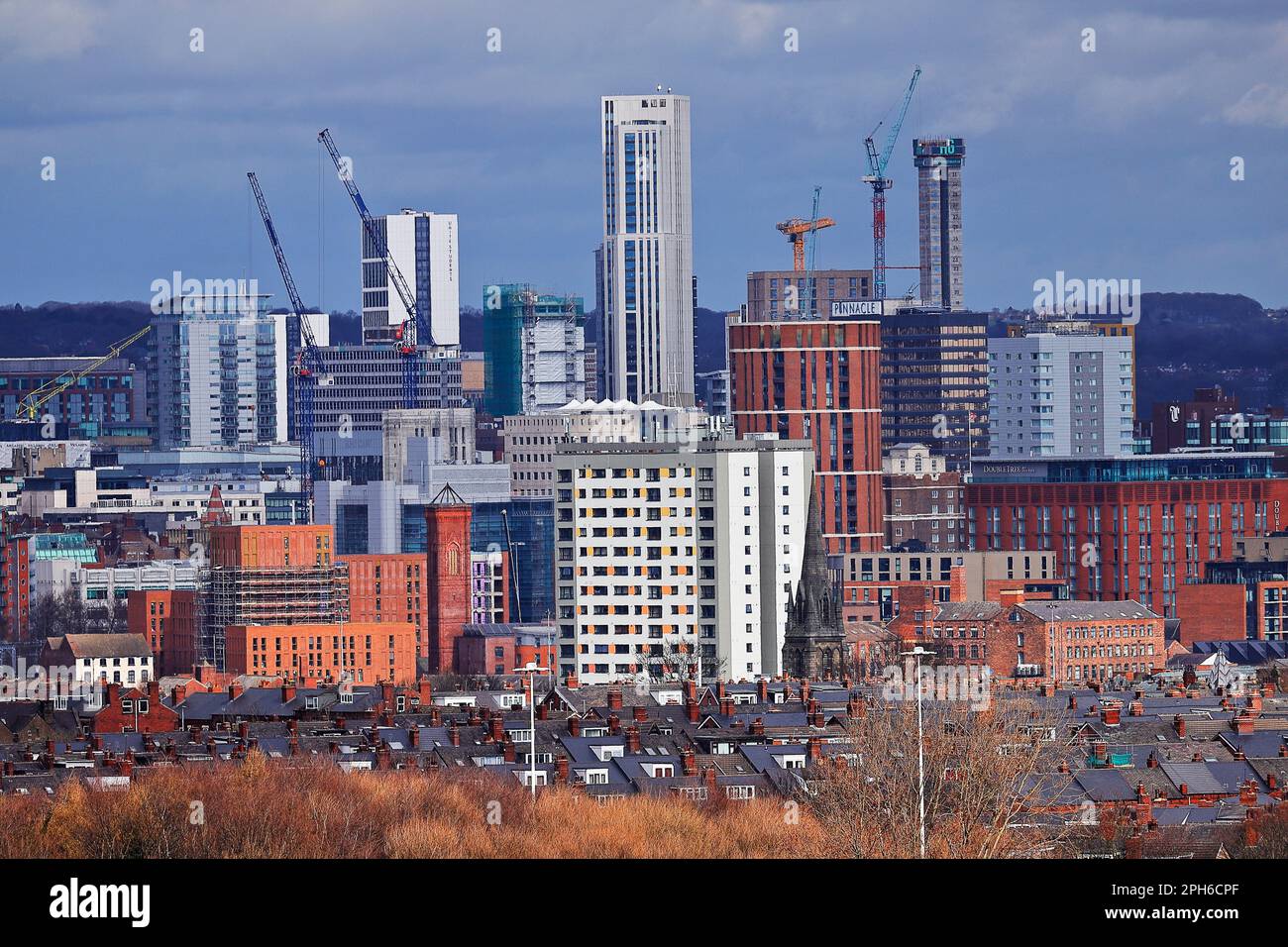 A view of Leeds City Skyline taken in March 2023 Altus House is ...