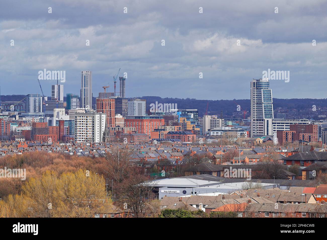 A view of Leeds City Skyline taken in March 2023 Altus House is ...