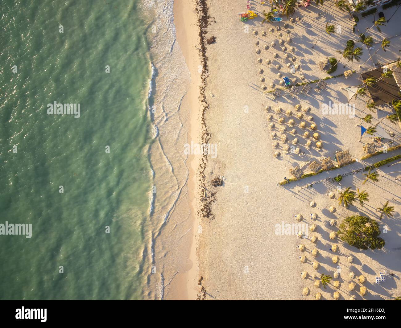 Tropical beach. View from above. Clear emerald sea, white sandy shore ...