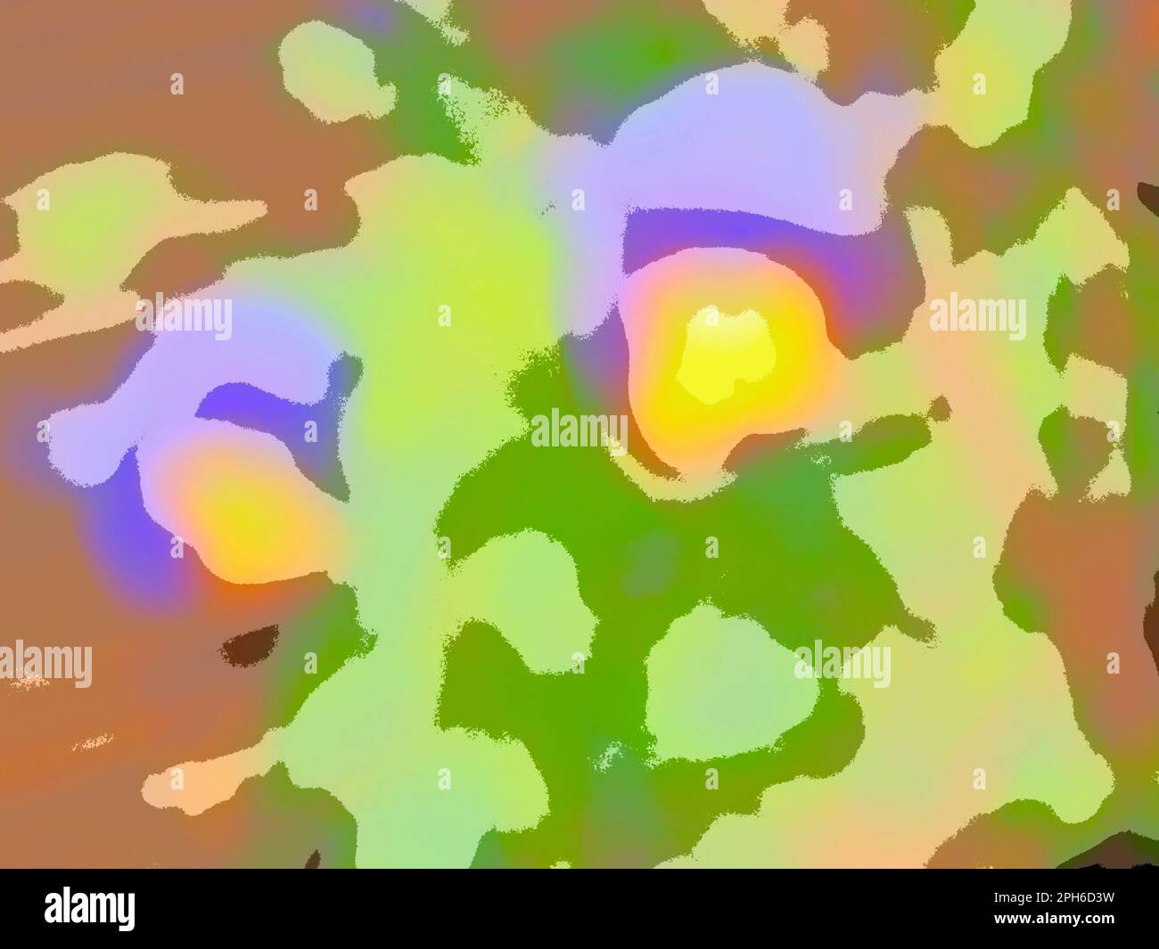 Abstract image of viola foliage and flowers, the image controlled to ...