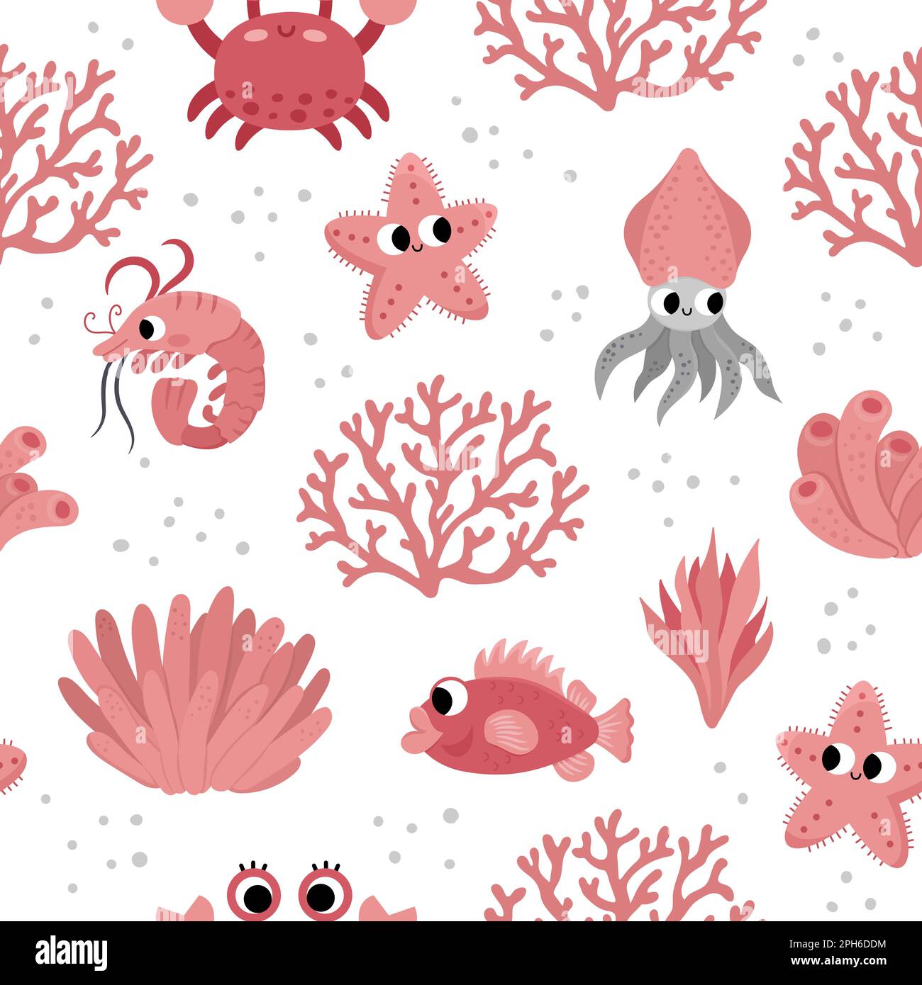 Vector under the sea seamless pattern. Repeat background with crab ...