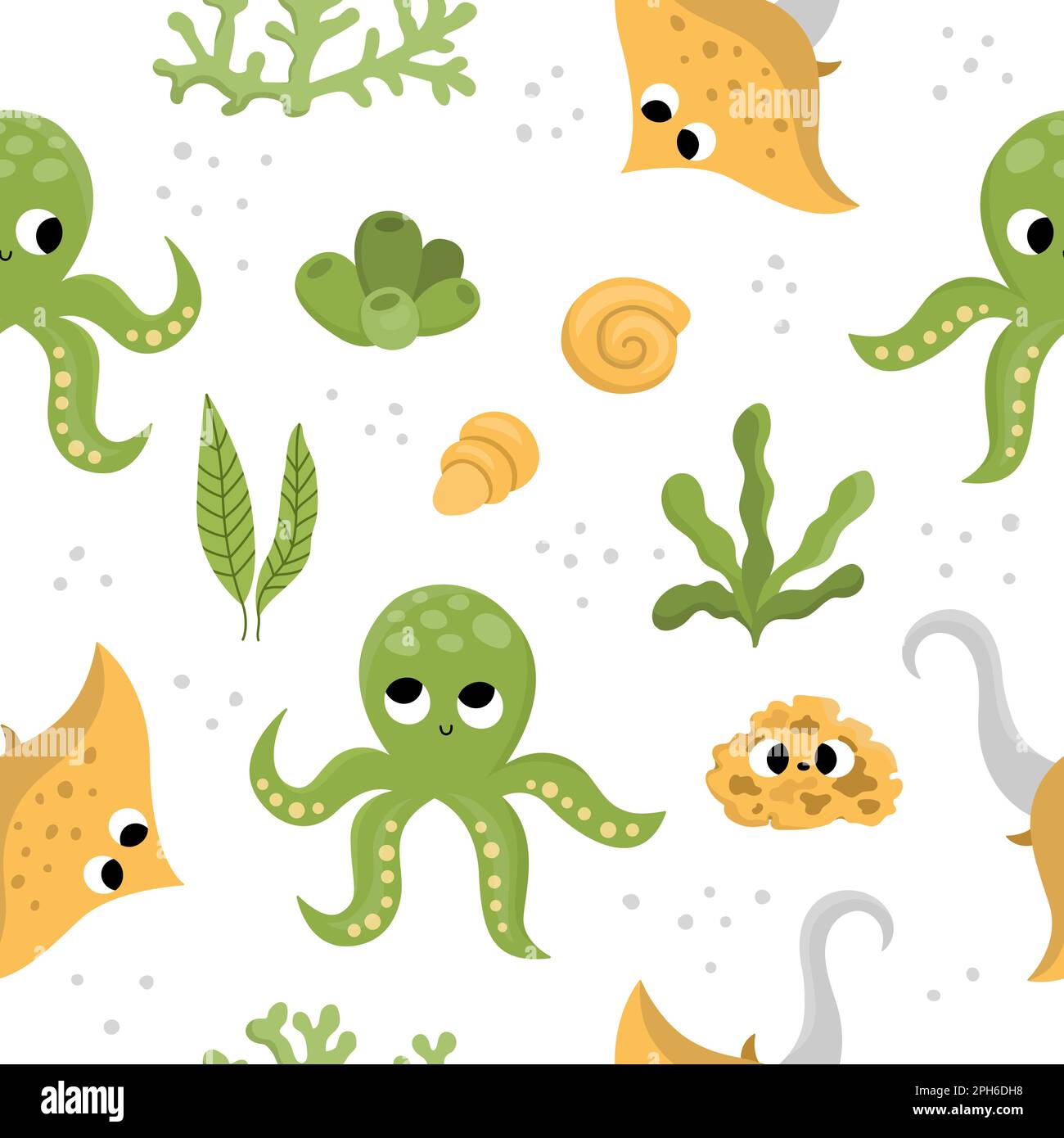 Vector under the sea seamless pattern. Repeat background with stingray ...