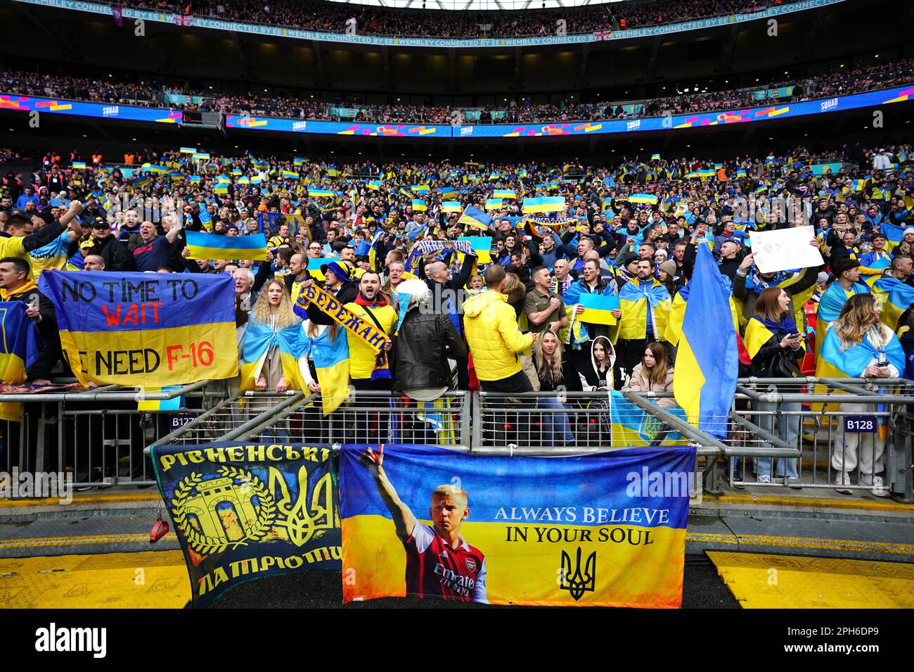 Ukraine fans in the stands ahead of the UEFA Euro 2024 Group C ...