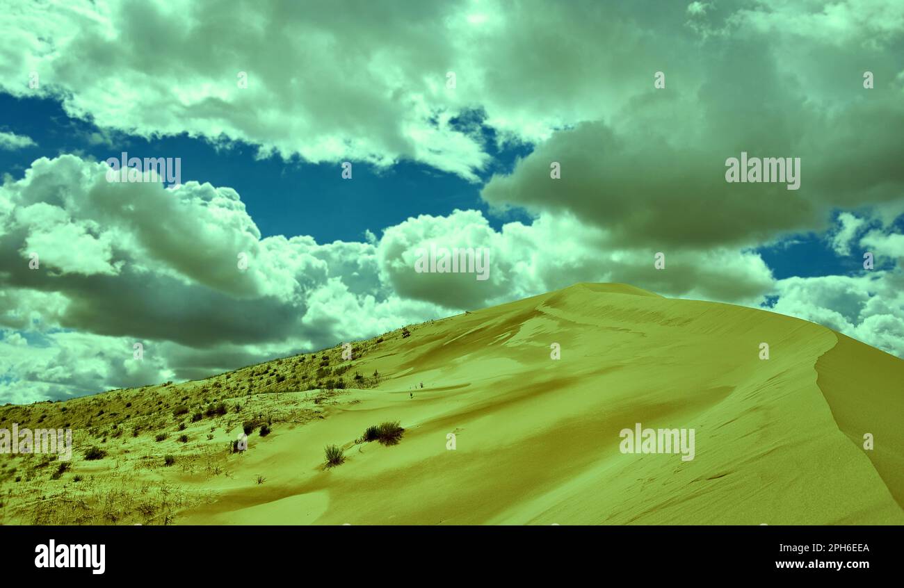 Mongolia. Sands Mongol Els, sandy dune desert, bright sunny day Stock ...