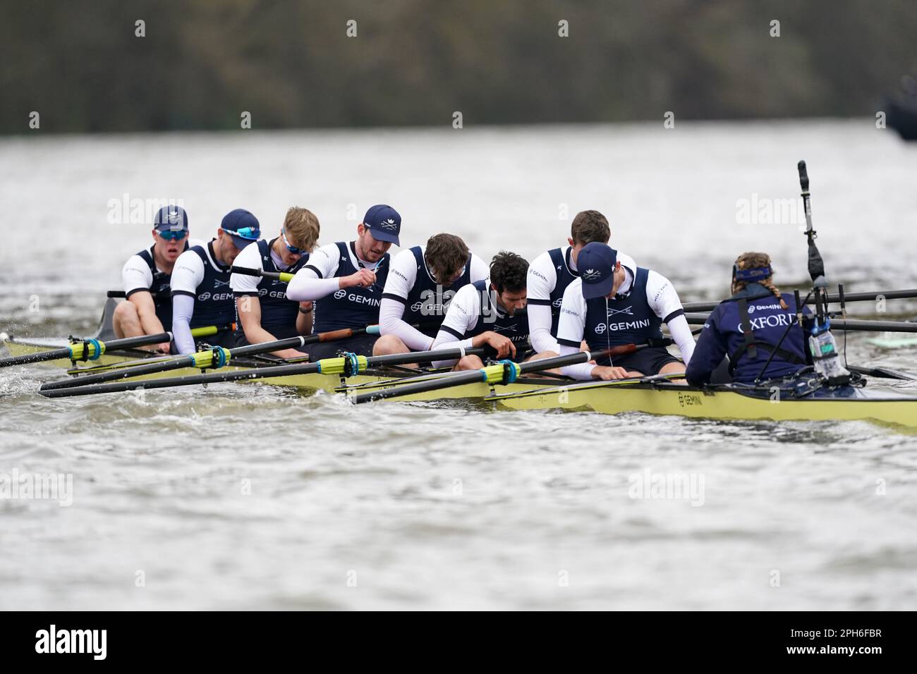 during the 168th Men's Gemini Boat Race 2023 on the River Thames ...