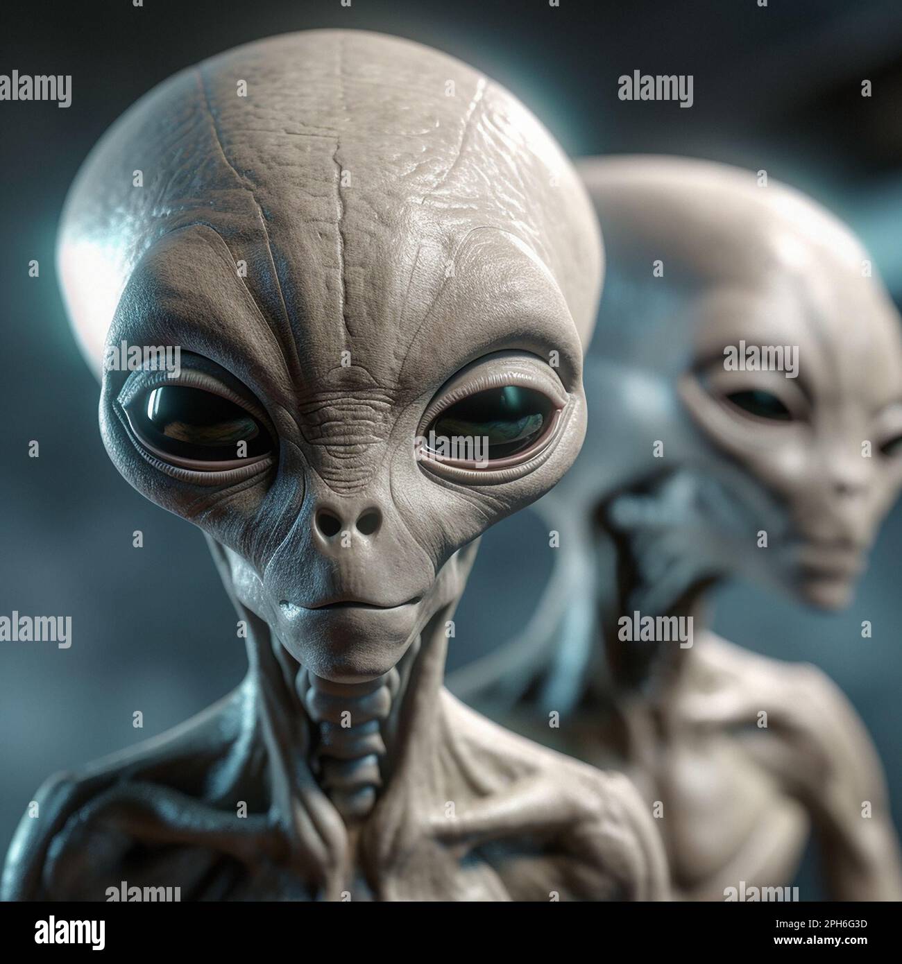 Alien attack or abduction or in a UFO space ship, visitor or scary ...