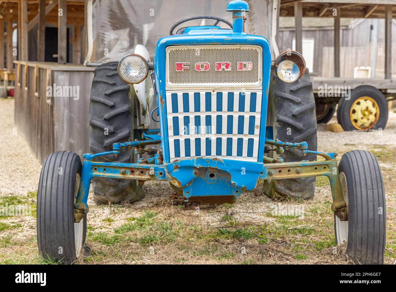 Old neglected blue tractor hi-res stock photography and images - Alamy