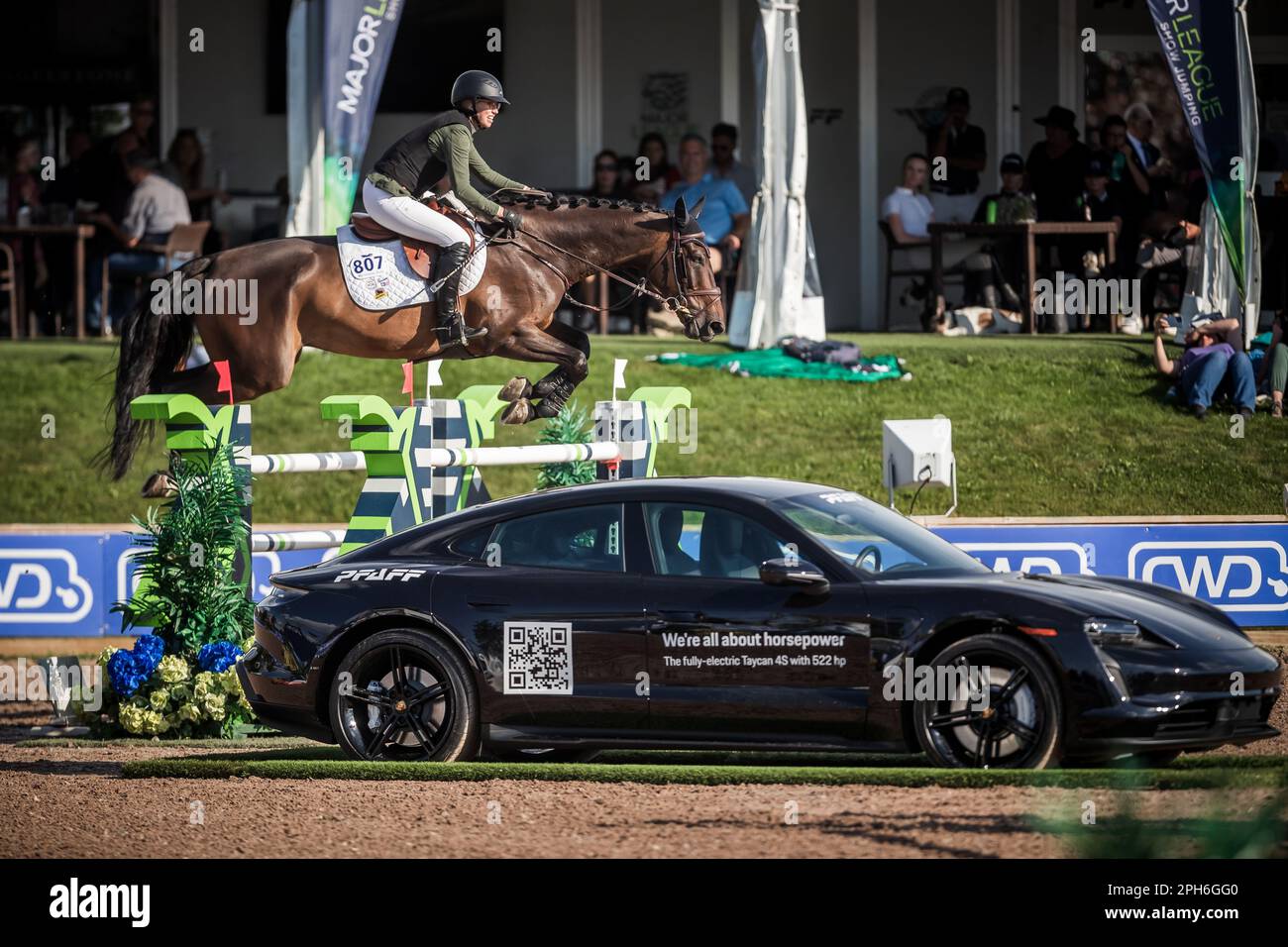 Amy Millar of Canada competes on the Major League Show Jumping tour ...
