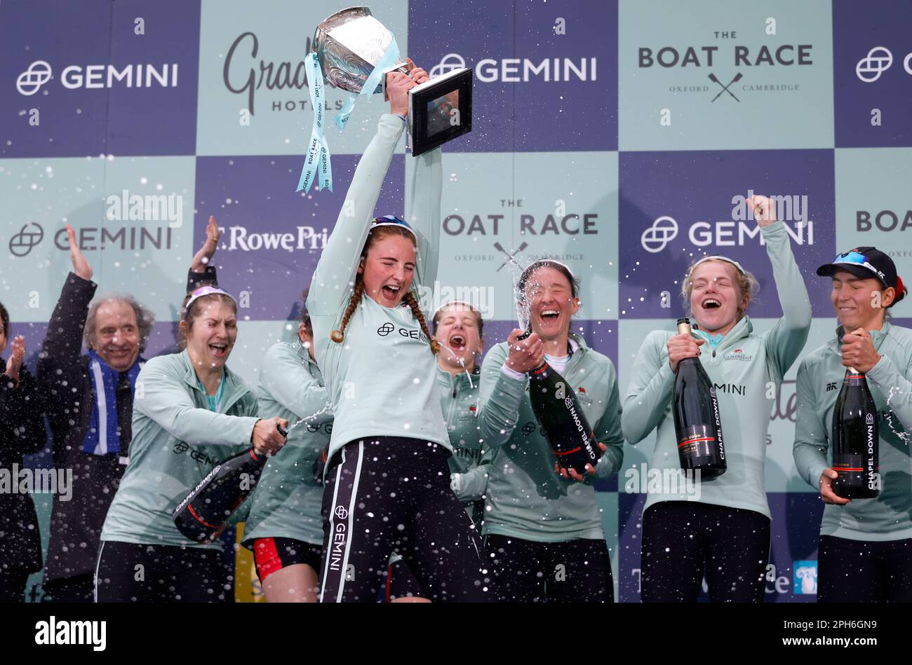 Cambridge's Caoimhe Dempsey lifts the trophy after the 77th Women's ...