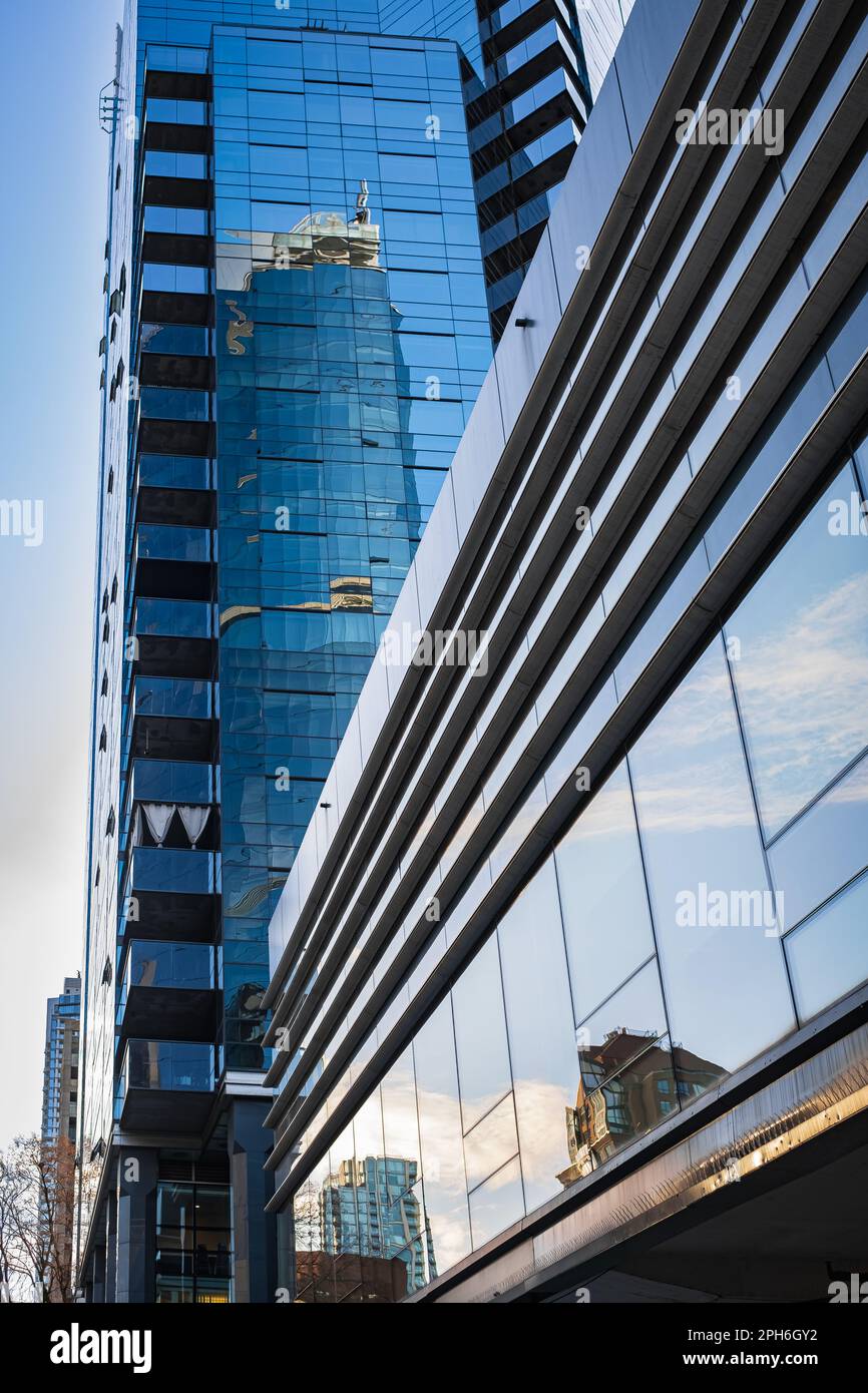 Modern apartment buildings in downtown Vancouver BC Canada. Angular ...