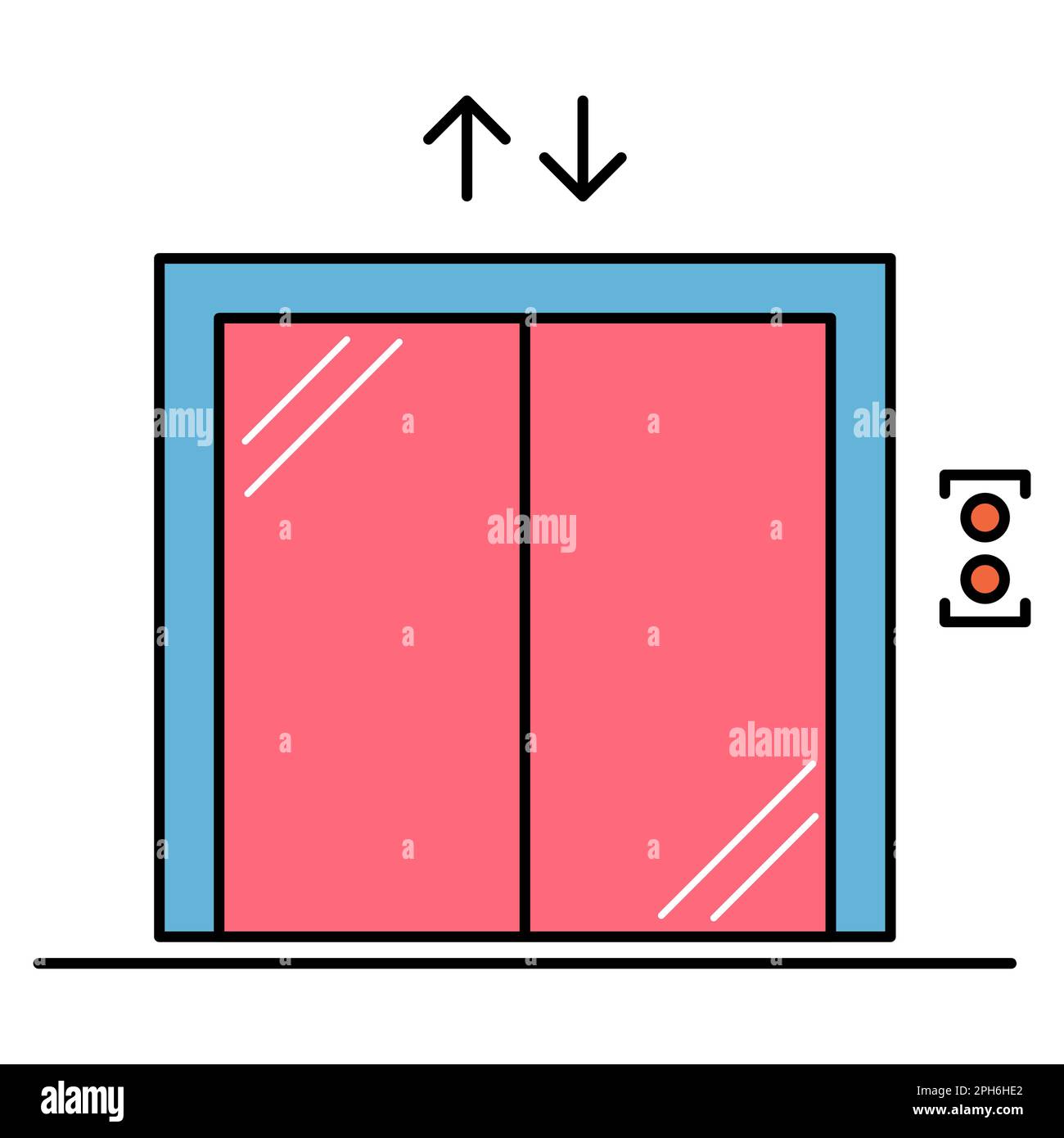 Lift elevator icon, graphic design entrance sign, building doorway ...