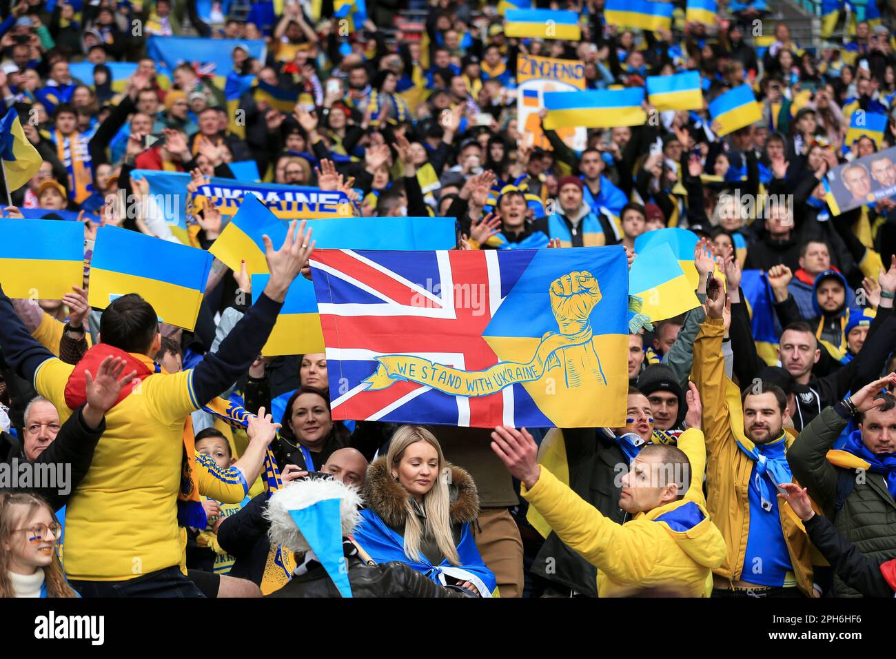 Ukraine fans during the UEFA Euro 2024 Qualifying Group C match between ...