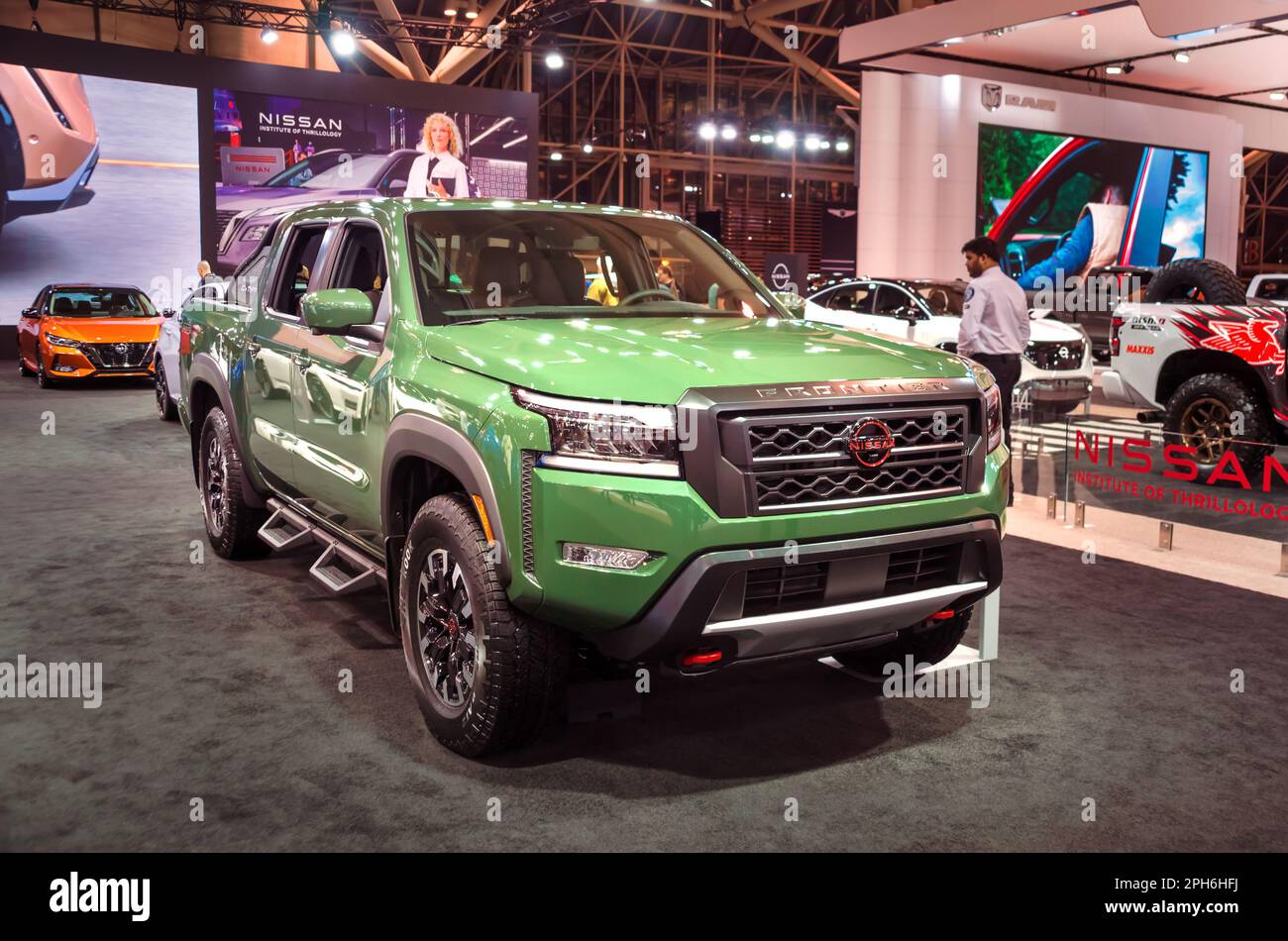 Toronto, Canada - 02 25 2023: Green 2023 Nissan Frontier Pro-4X mid ...