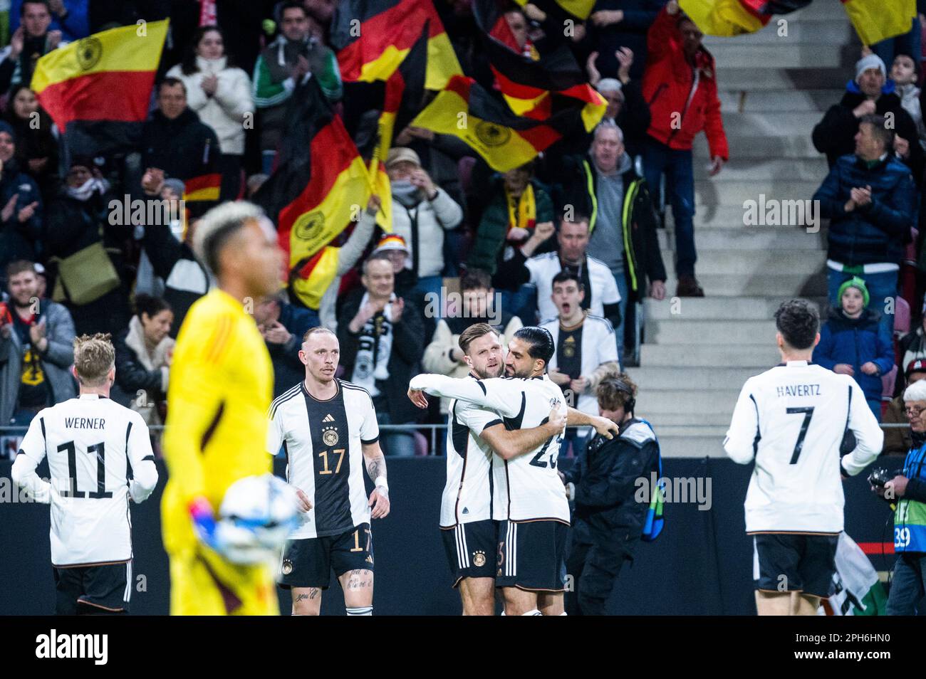 Mainz, Mewa-Arena, 25.03.23: Niclas Fuellkrug of Germany (L) celebrates ...