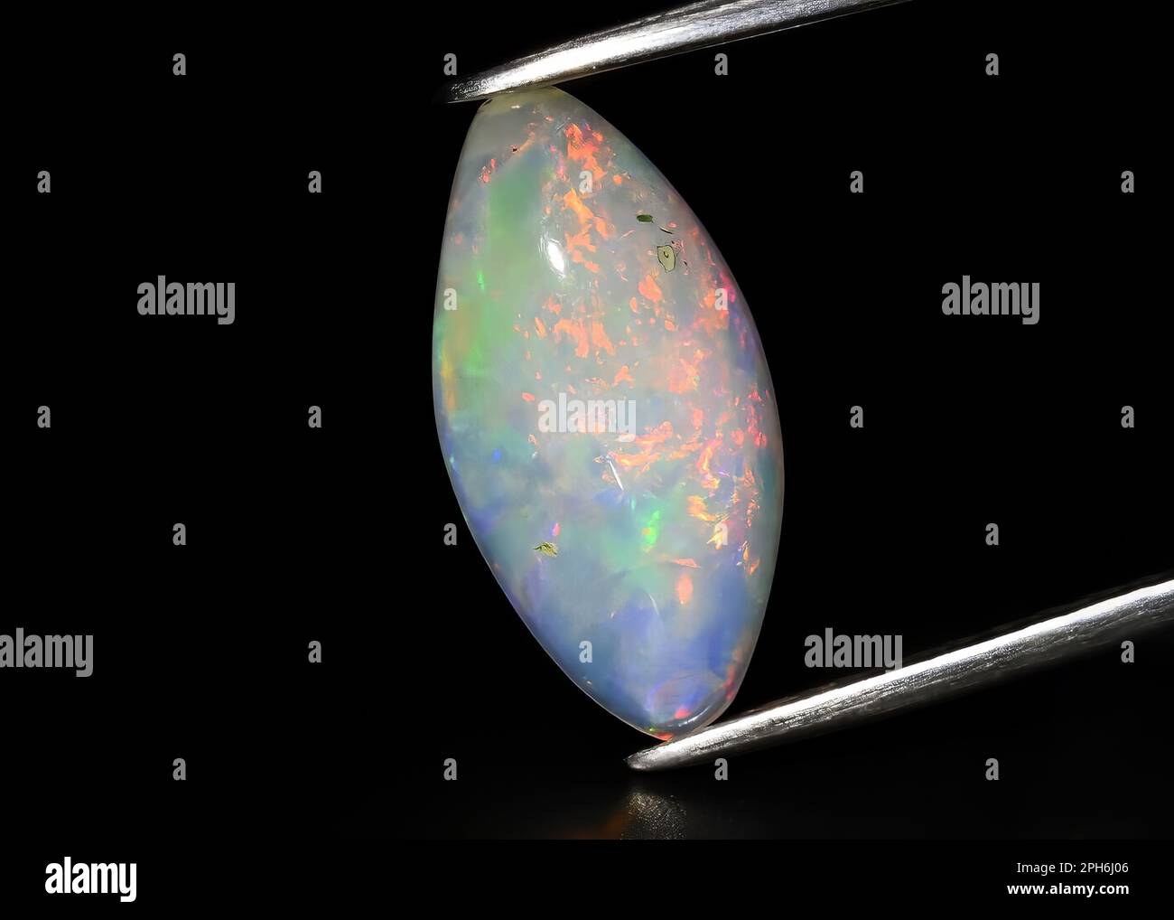 Natural precious stone noble opal on black background Stock Photo - Alamy