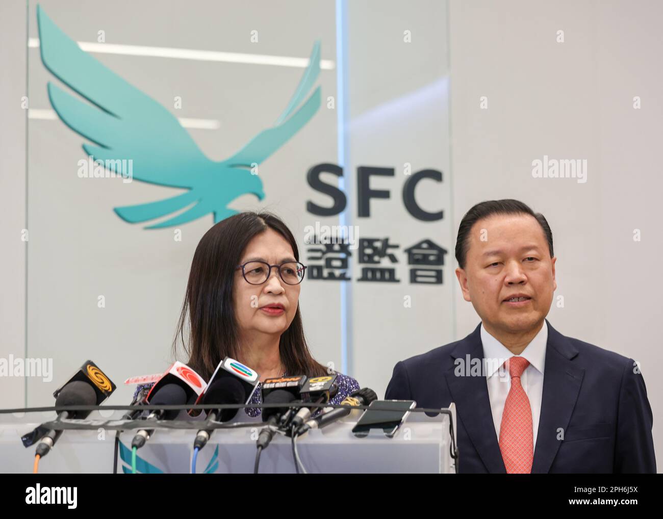 (L-R) Julia Leung Fung-yee, Chief Executive Officer of the Securities ...