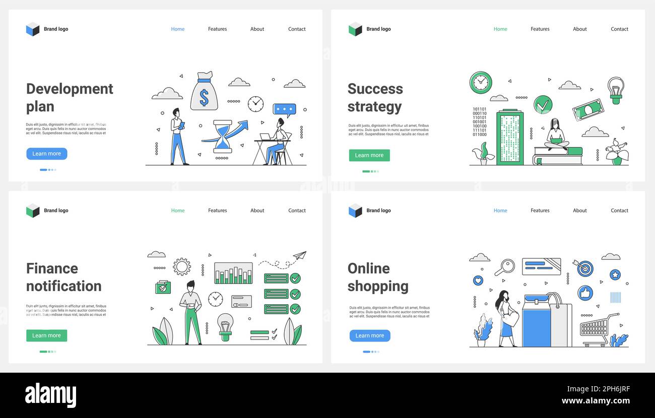 Development plan and success of business strategy, funding notification, online shopping set ...