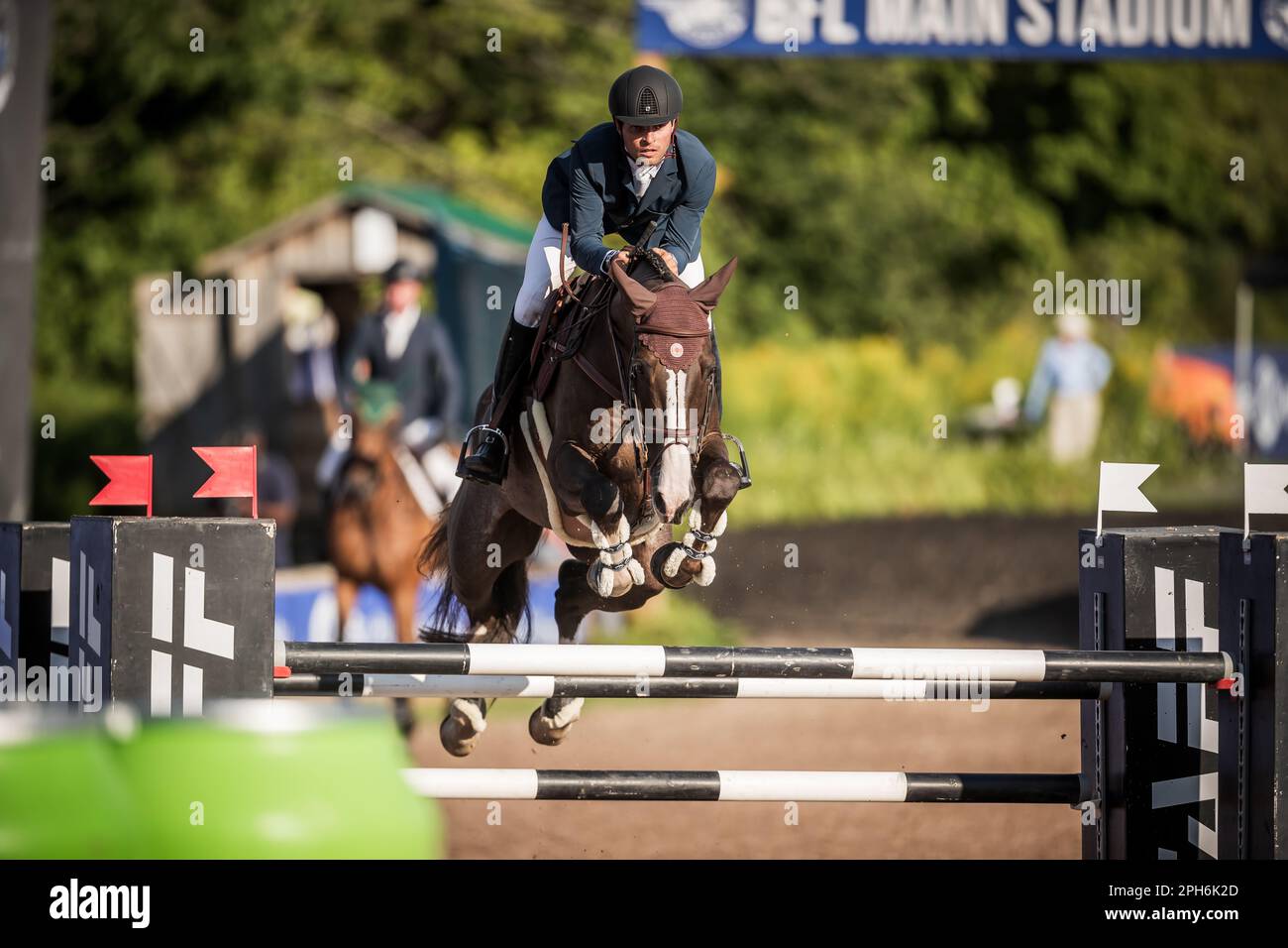 Daniel Bluman from Isreal competes on the Major League Show Jumping ...