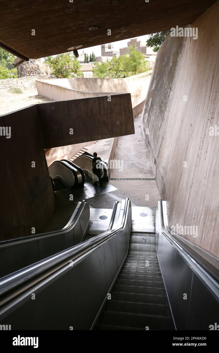 Escalator system to go up and down the hill in Toledo, Spain Stock ...