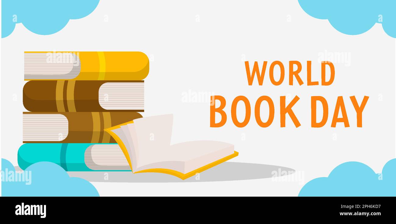 flat design world book day horizontal banner illustration Stock Vector ...