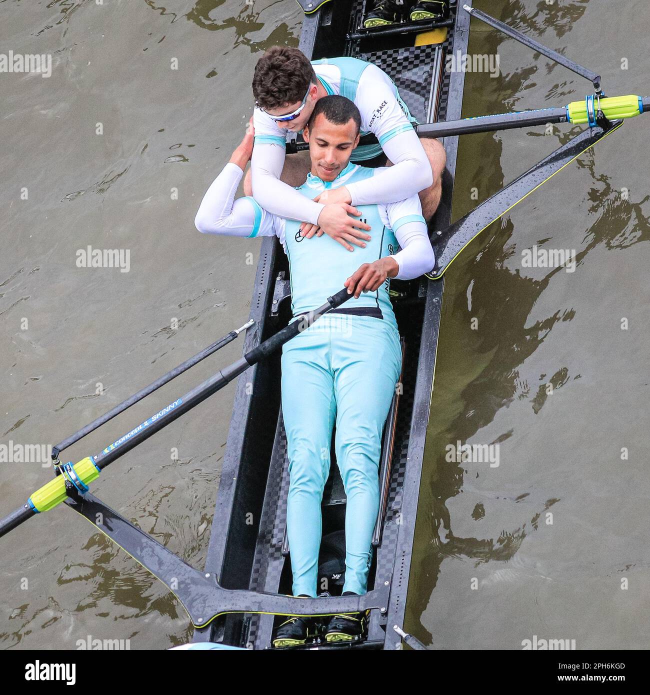 London, UK. 26th Mar, 2023. Noam Mouelle celebrates, lying stretched ...