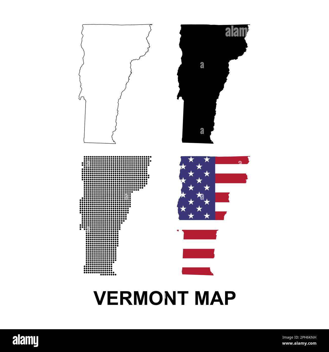 Set of Vermont map shape, united states of america. Flat concept vector ...