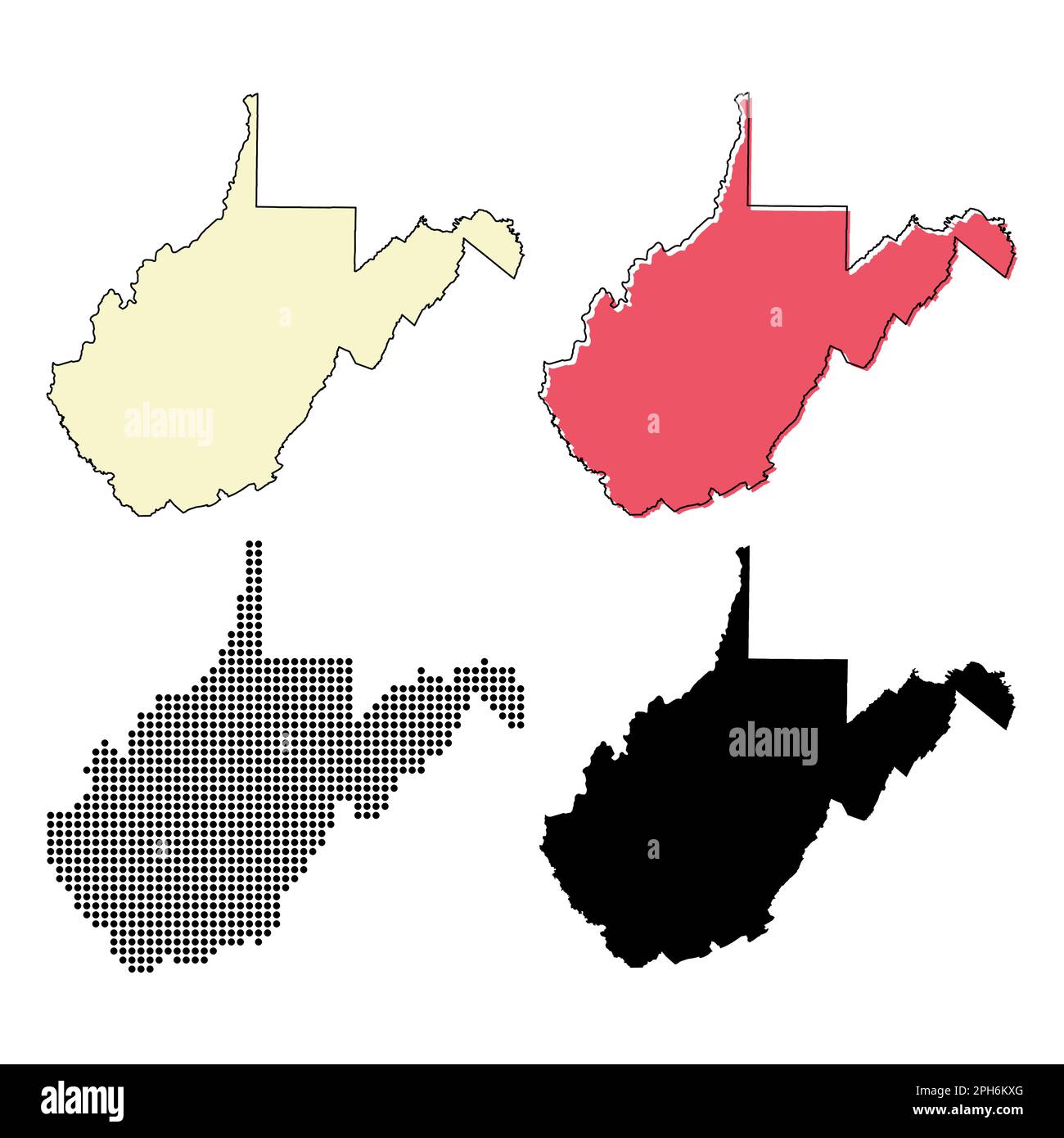 Set of West Virginia map shape, united states of america. Flat concept ...