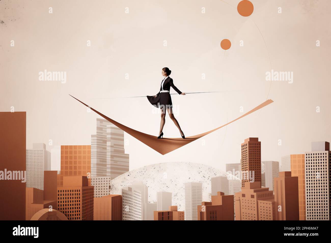 Woman walking tightrope illustration hi-res stock photography and ...