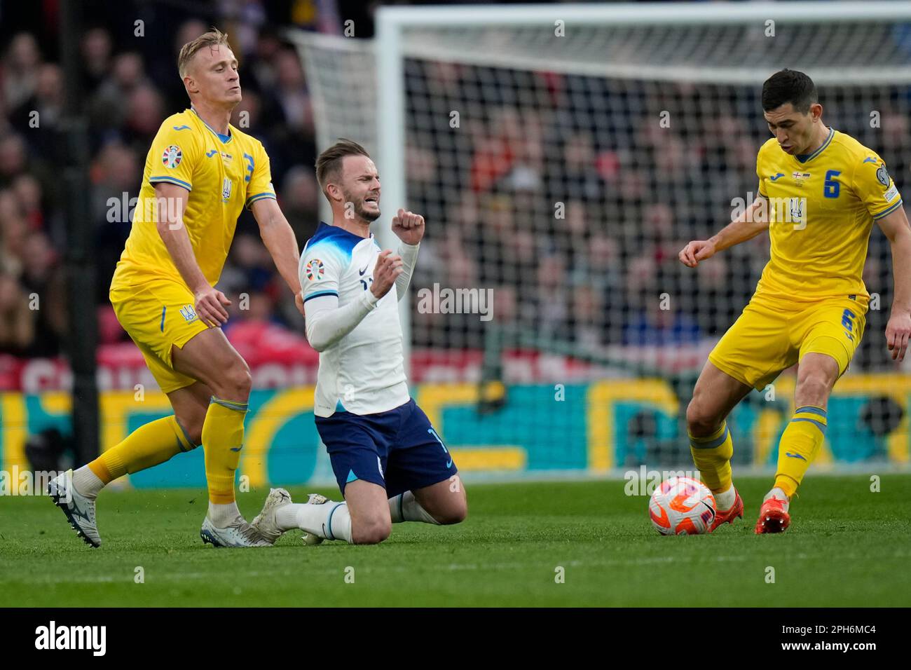 Ukraine's Oleksandr Svatok, left, and Ukraine's Taras Stepanenko, right, in action against ...