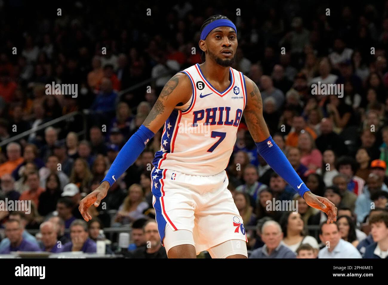 Philadelphia 76ers forward Jalen McDaniels (7) during the first half of ...