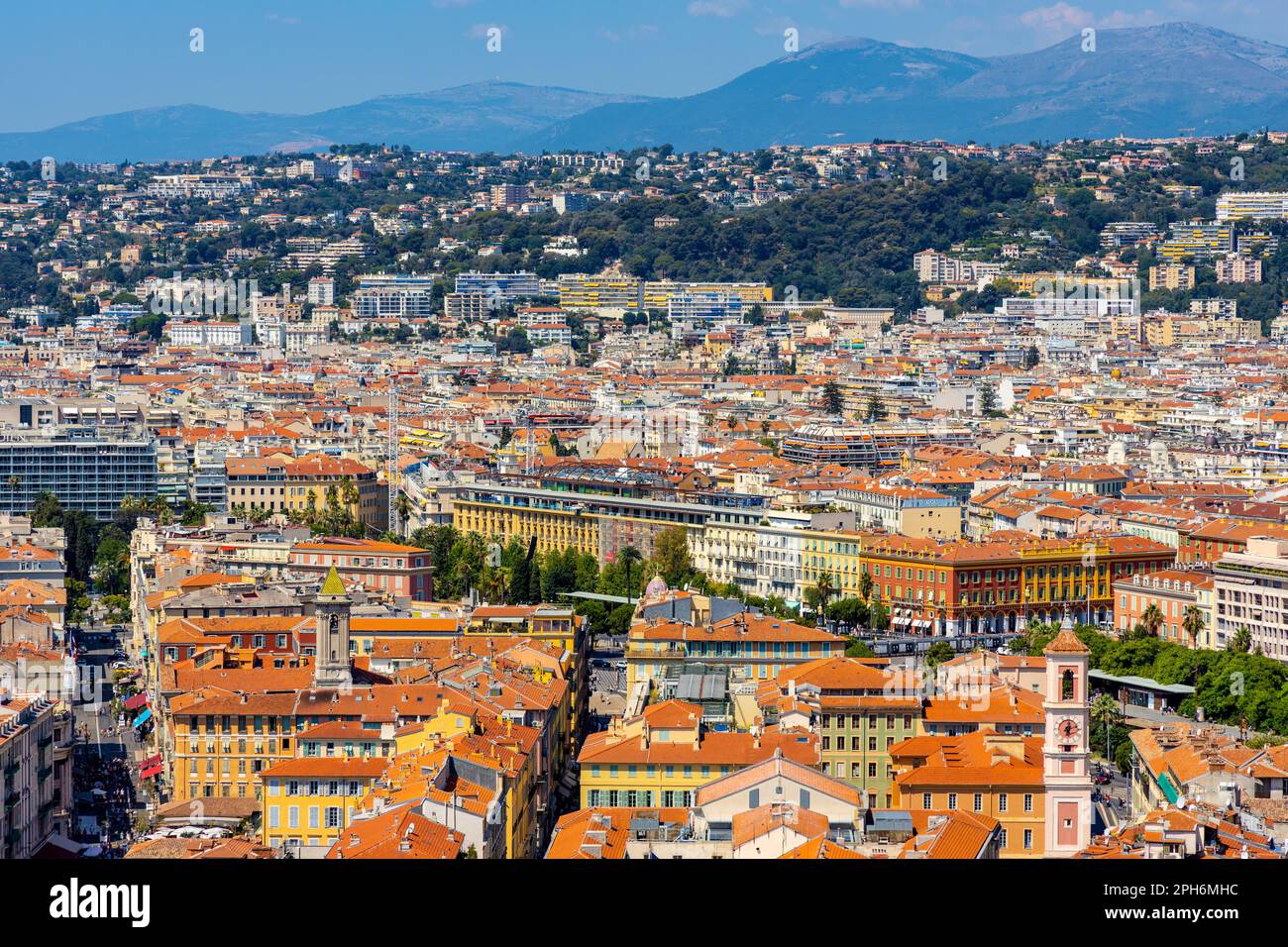 Nice, France - August 3, 2022: Nice panorama with Vieille Ville ...