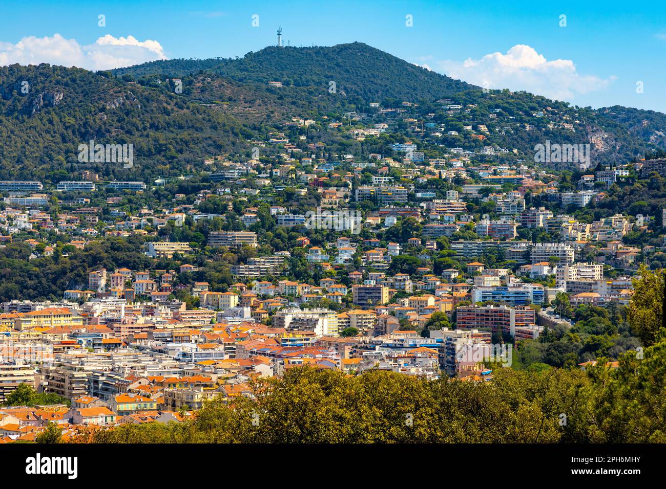 Nice, France - August 3, 2022: Nice panorama with Riquier, Cimiez and ...