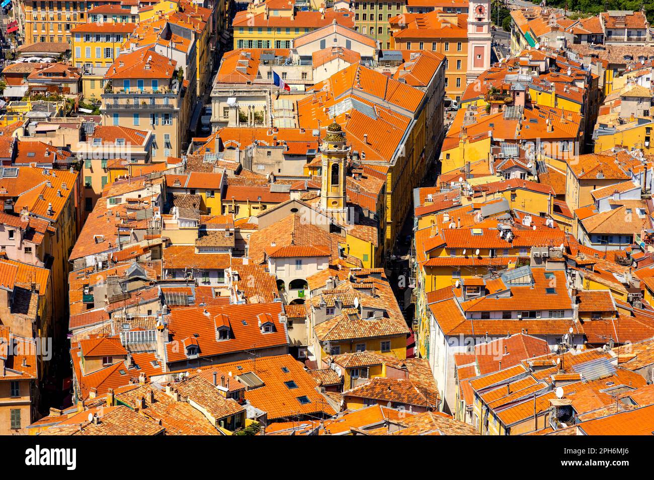 Nice, France - August 3, 2022: Nice panorama with Vieille Ville ...