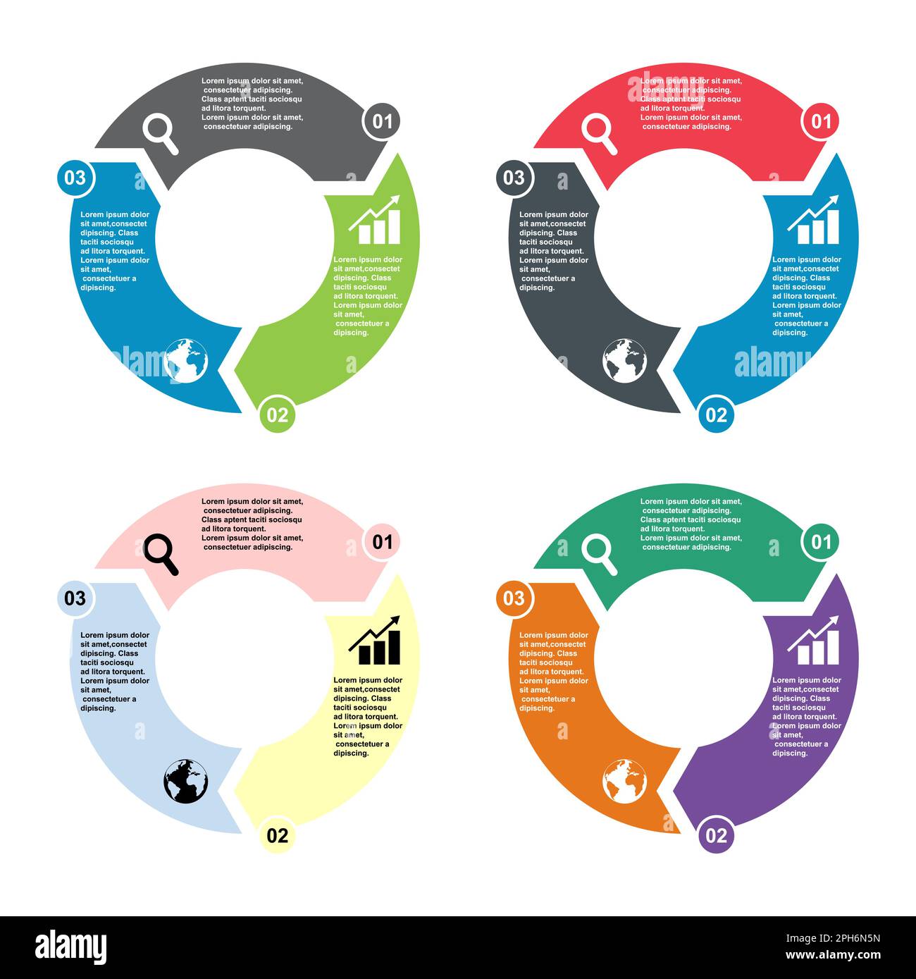 Set of Chart infographic business template icon, pie circle diagram ...
