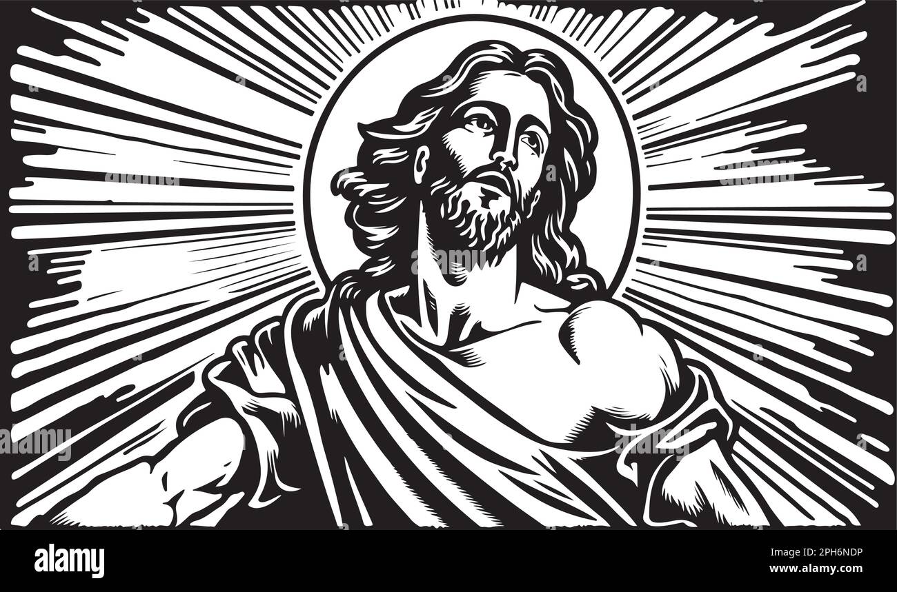Beautiful linocut art or colouring page of Jesus Christ made for print ...