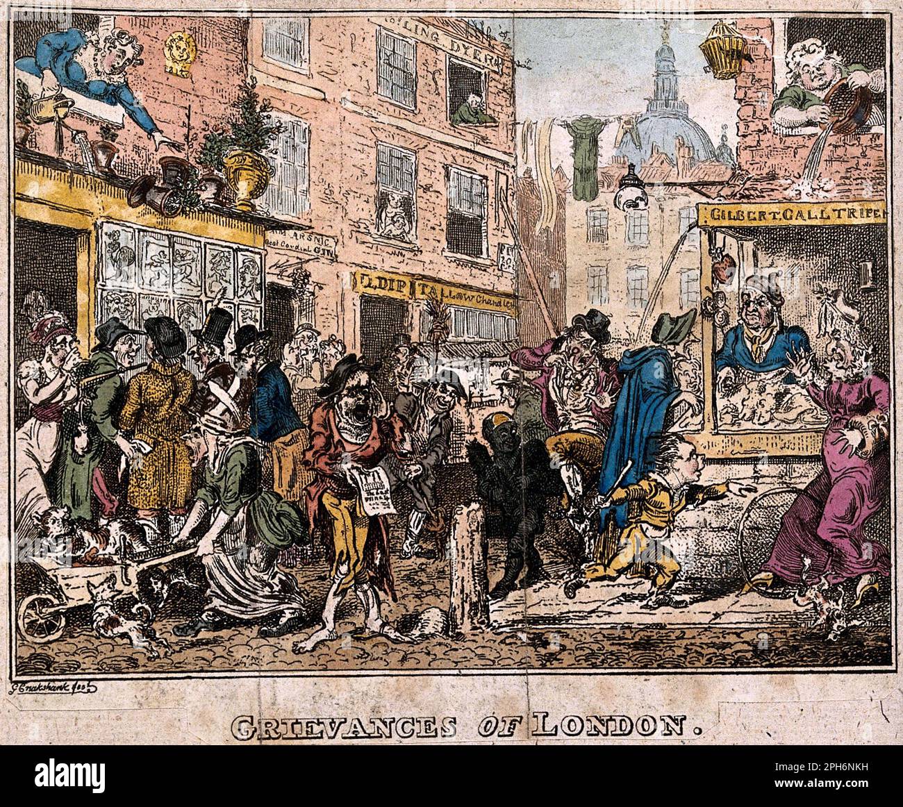 Grievances of London caricature, colour etching from 1812 Stock Photo ...