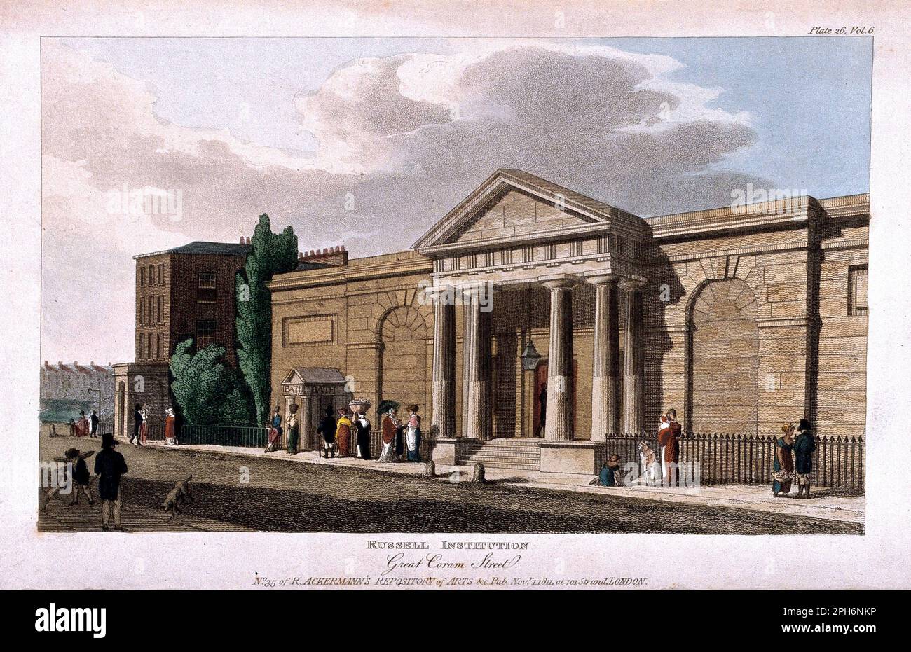 Russell Institution, Great Coram Street, London, vintage colour ...