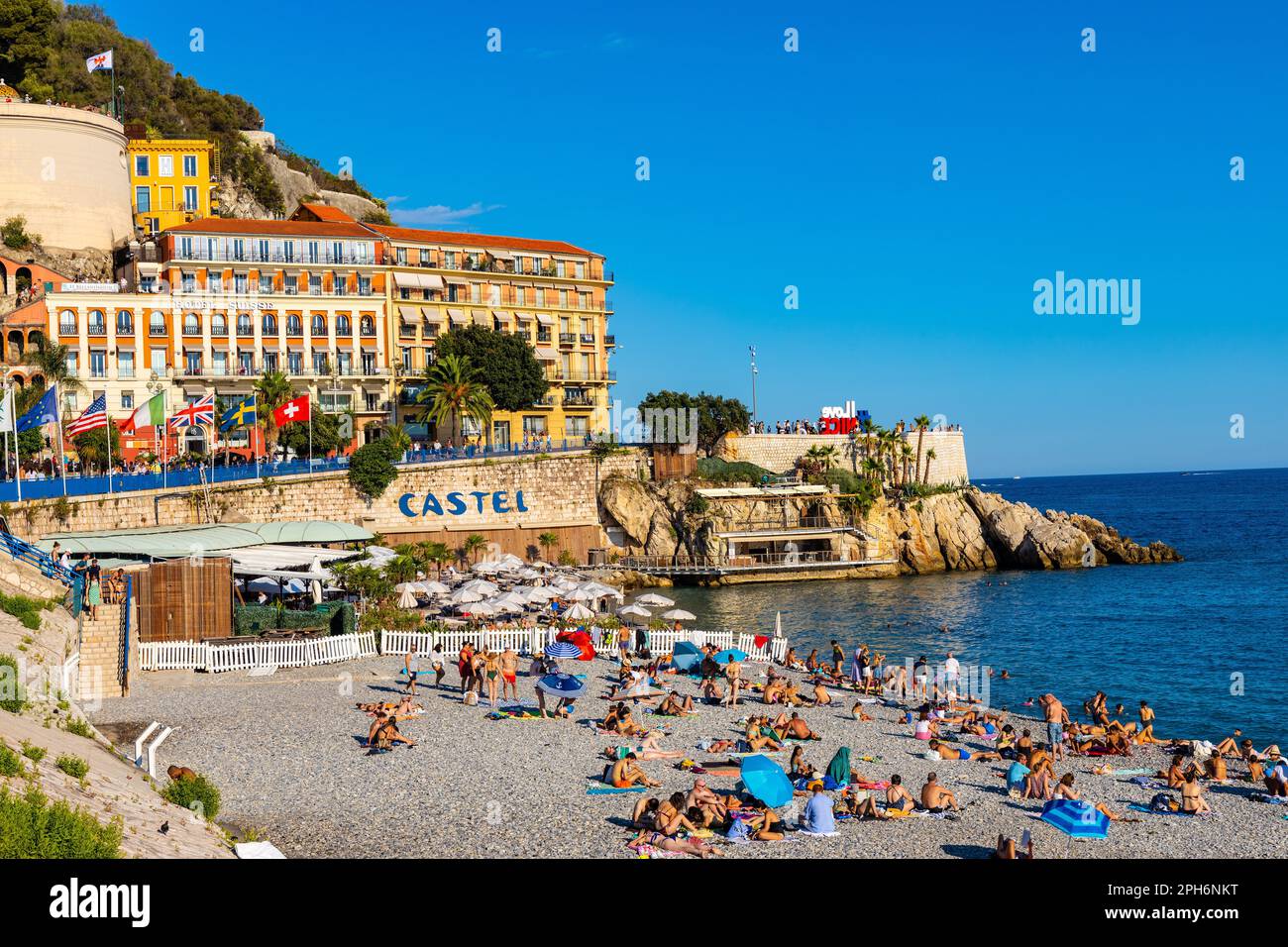 Nice, France - July 30, 2022: Colline du Chateau Castle Hill, Vieille ...