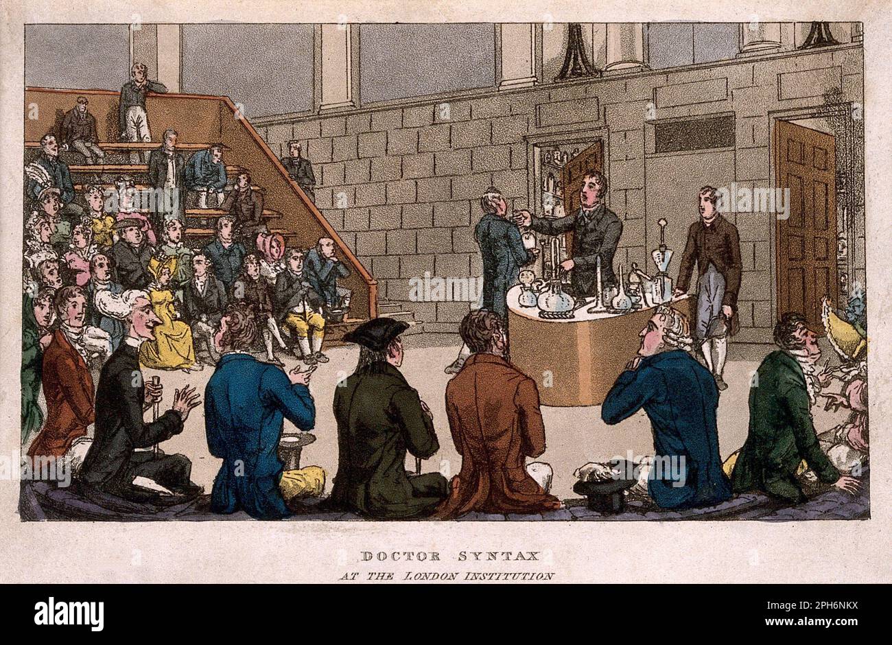 Doctor Syntax at the London Institution, London, vintage engraving from ...