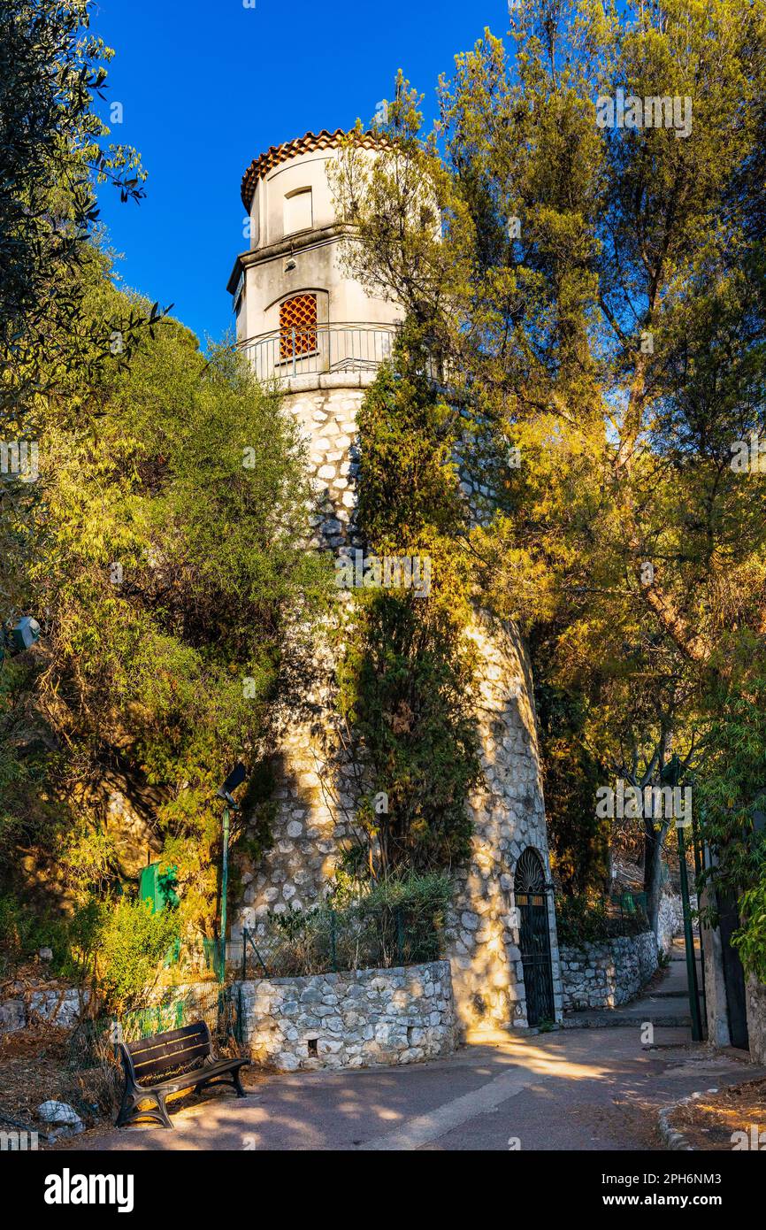 Nice, France - July 30, 2022: Sunset view of Colline du Chateau Castle ...