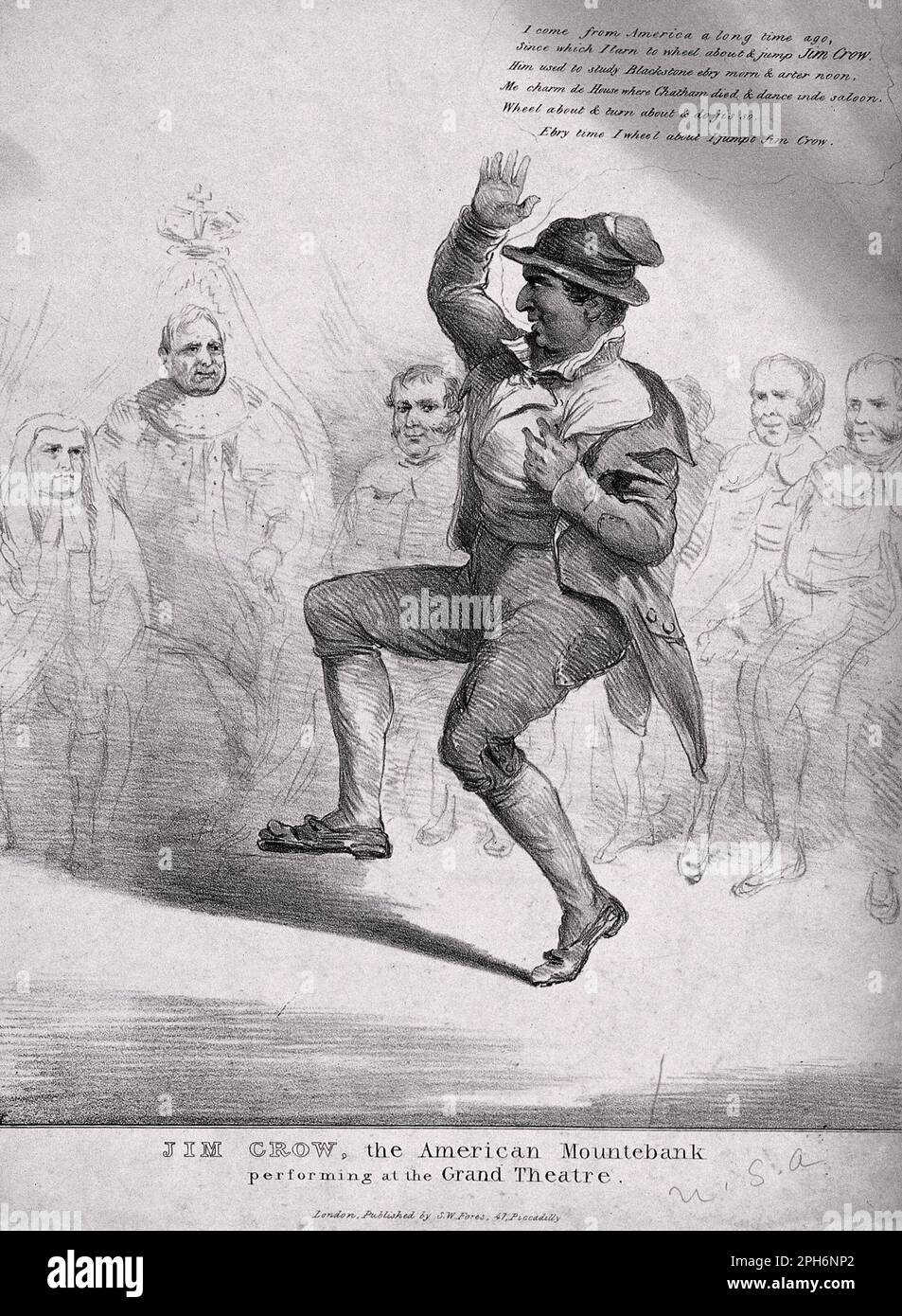 Thomas D. Rice performing "Jump Jim Crow" at the House of Lords ...