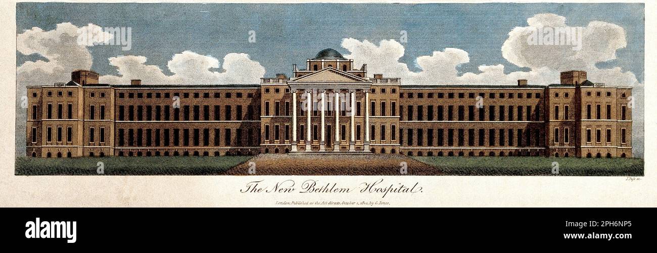 New Bethlam Hospital, St Georges Fields, London, vintage colour ...