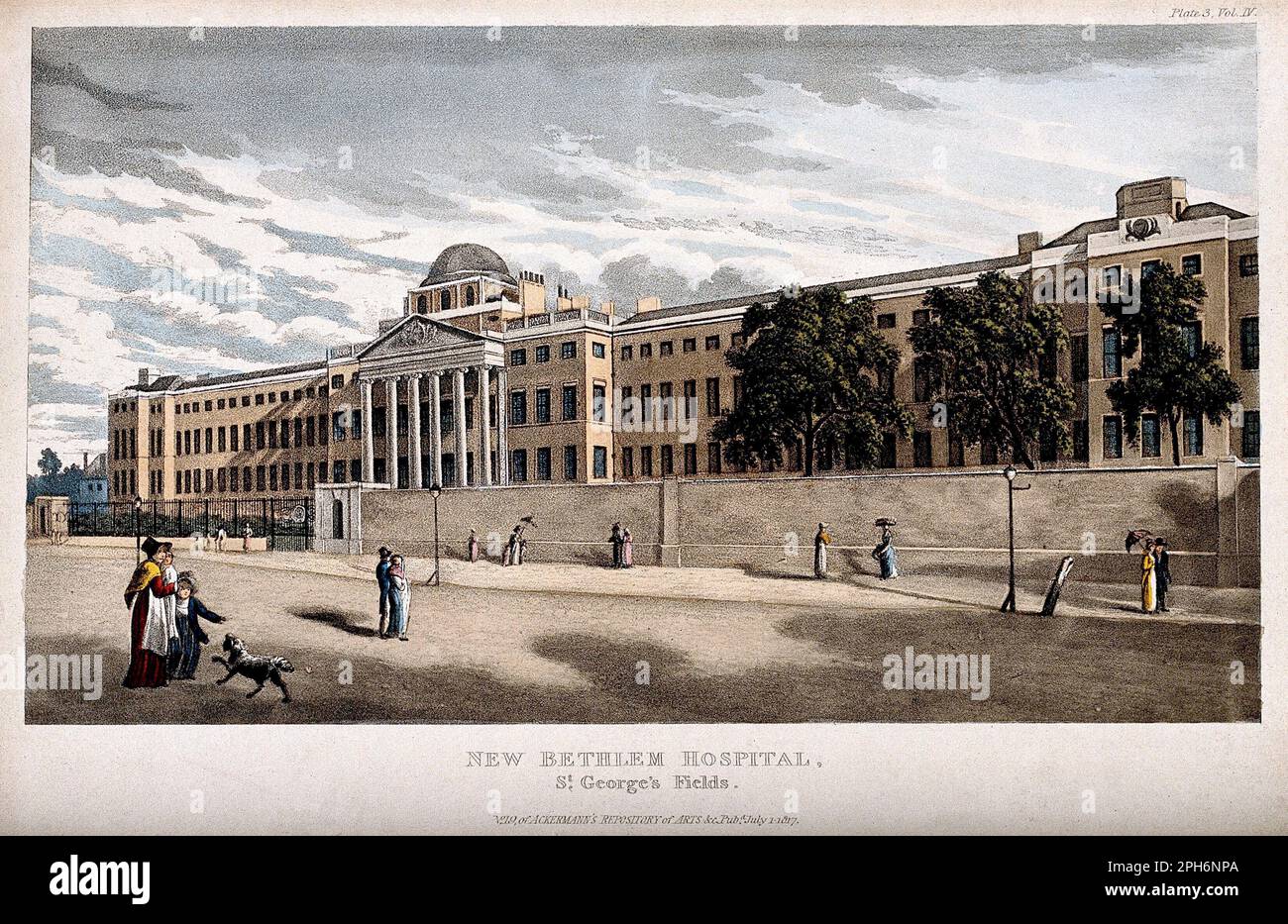 New Bethlam Hospital, St Georges Fields, London, vintage colour ...
