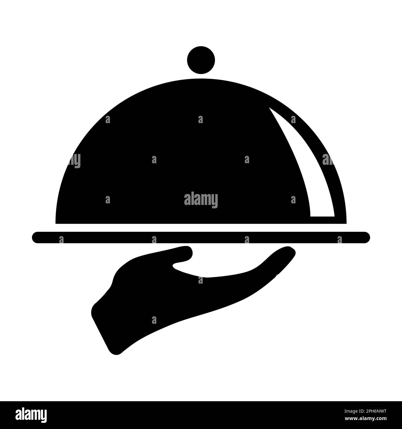 Waiter tray icon, dish menu restaurant web symbol, lunch design vector ...