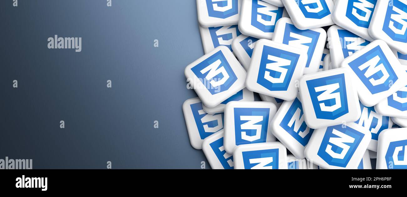 Logos Of The Cascading Style Sheets Language Css3 On A Heap On A Table Web Banner Format Copy